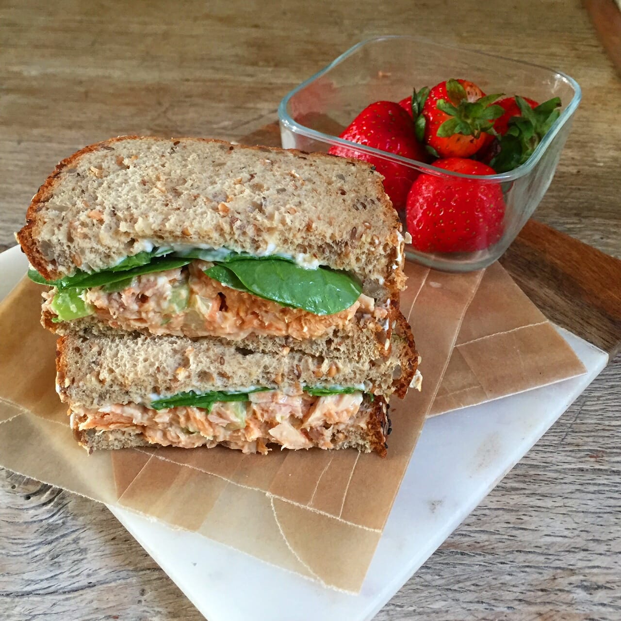 Tuna Salmon Salad makes a Superfood Sandwich