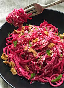 Pasta with Creamy Beet Sauce, Walnuts, and Parmesan