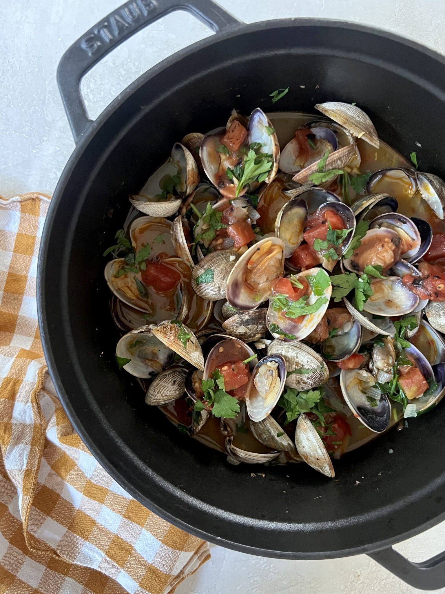 Brothy Clams with Chorizo and Tomatoes - Mom's Kitchen Handbook